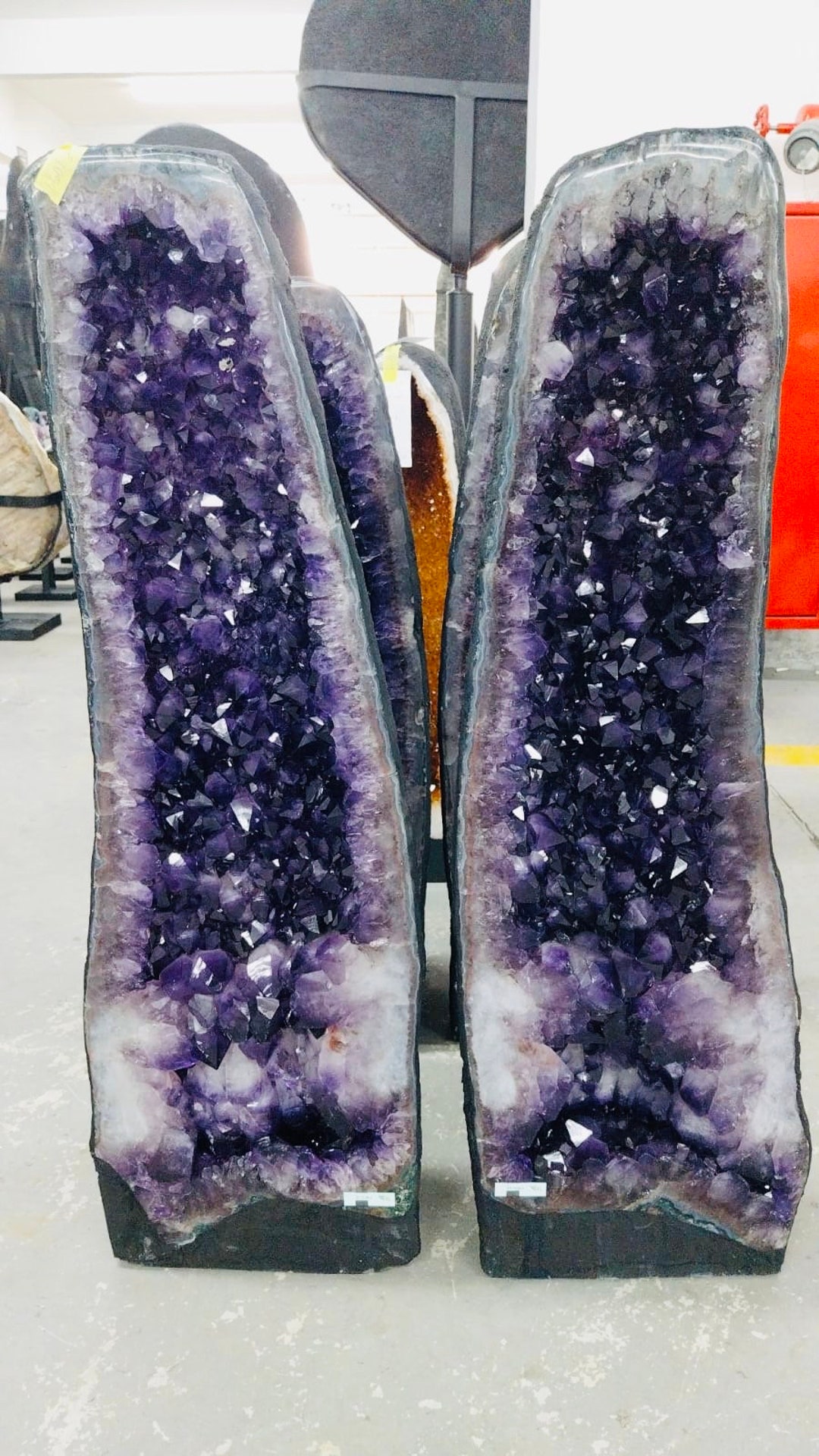 32 Tall Big Amethyst Cathedrals PAIR Large Natural Crystal Geodes Super ...