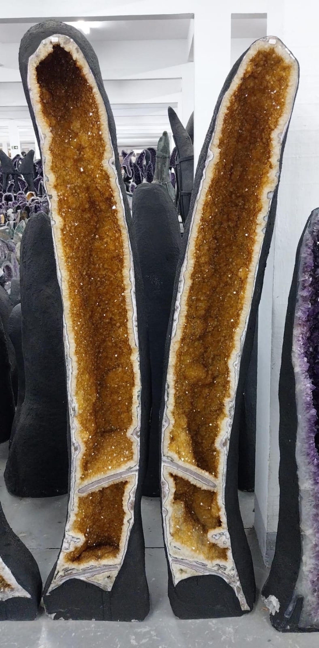 6ft Tall Citrine Cathedrals PAIR Big Natural Geodes Top Color Quality ...