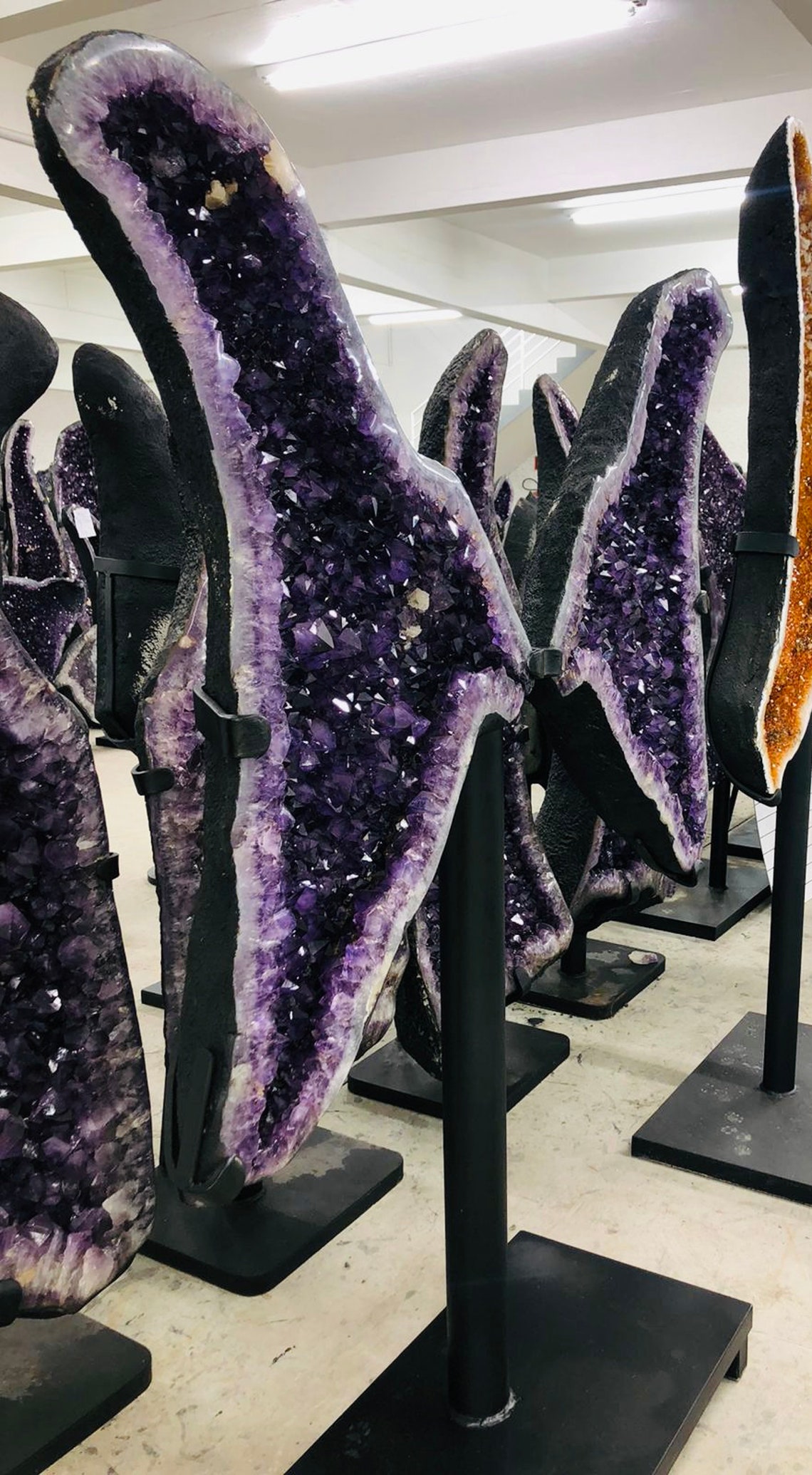 60 Tall Amethyst BUTTERFLY/ ANGEL WINGS Crystal Pair cathedral/ Geode ...