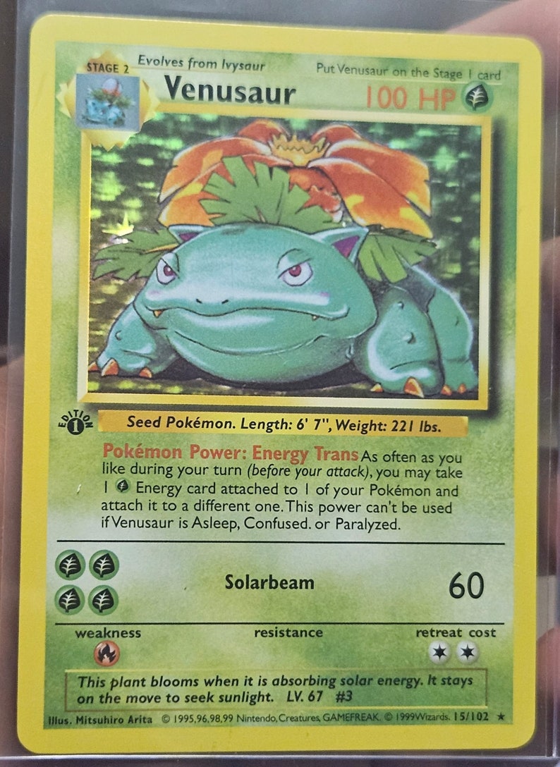 Pokemon 1st Edition Base Set 1999 Venusaur Proxy Limited Stock Gifts ...