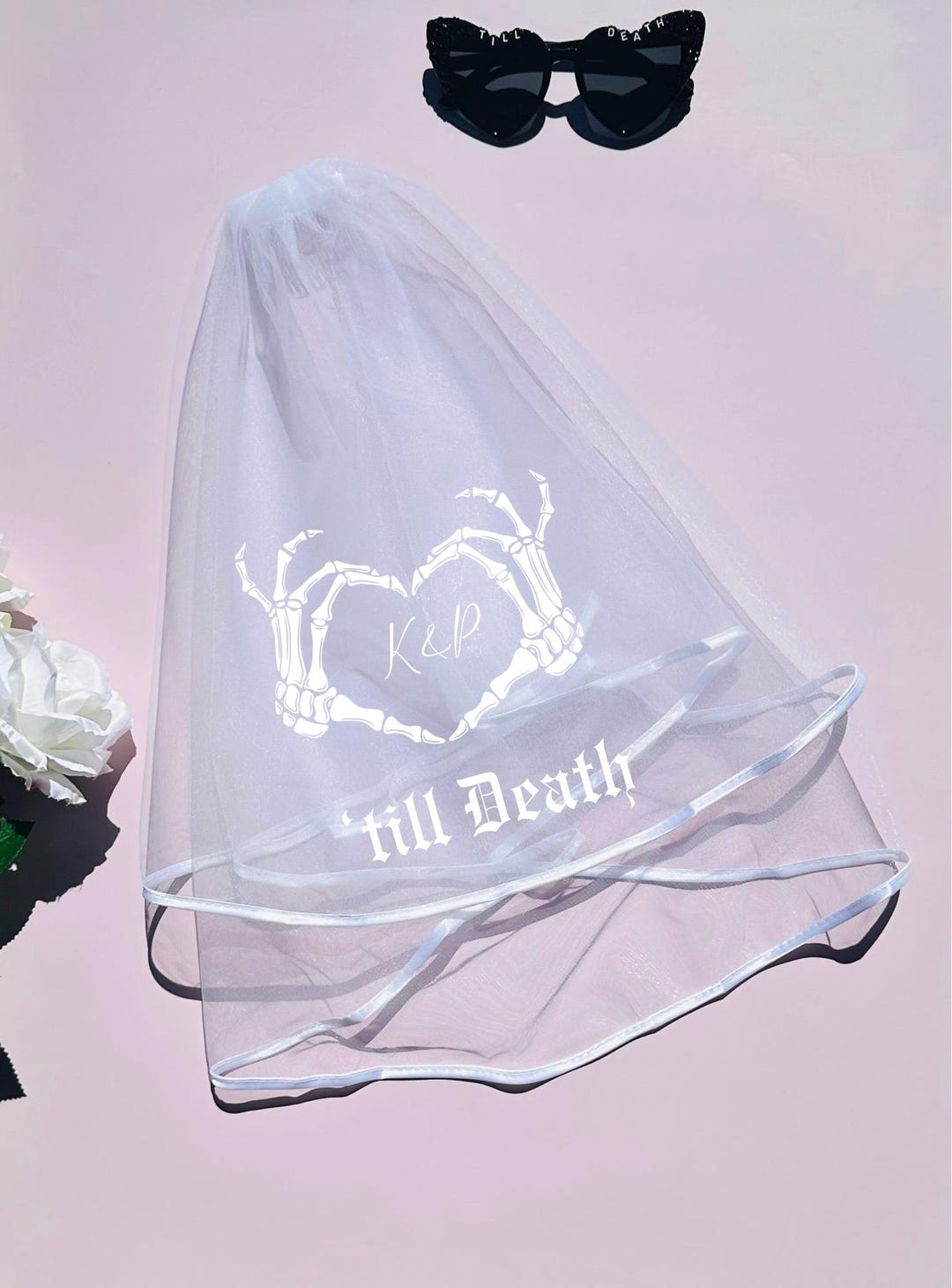 Til Death Bachelorette Veil, Bachelorette Party Veil, Black Skeleton ...