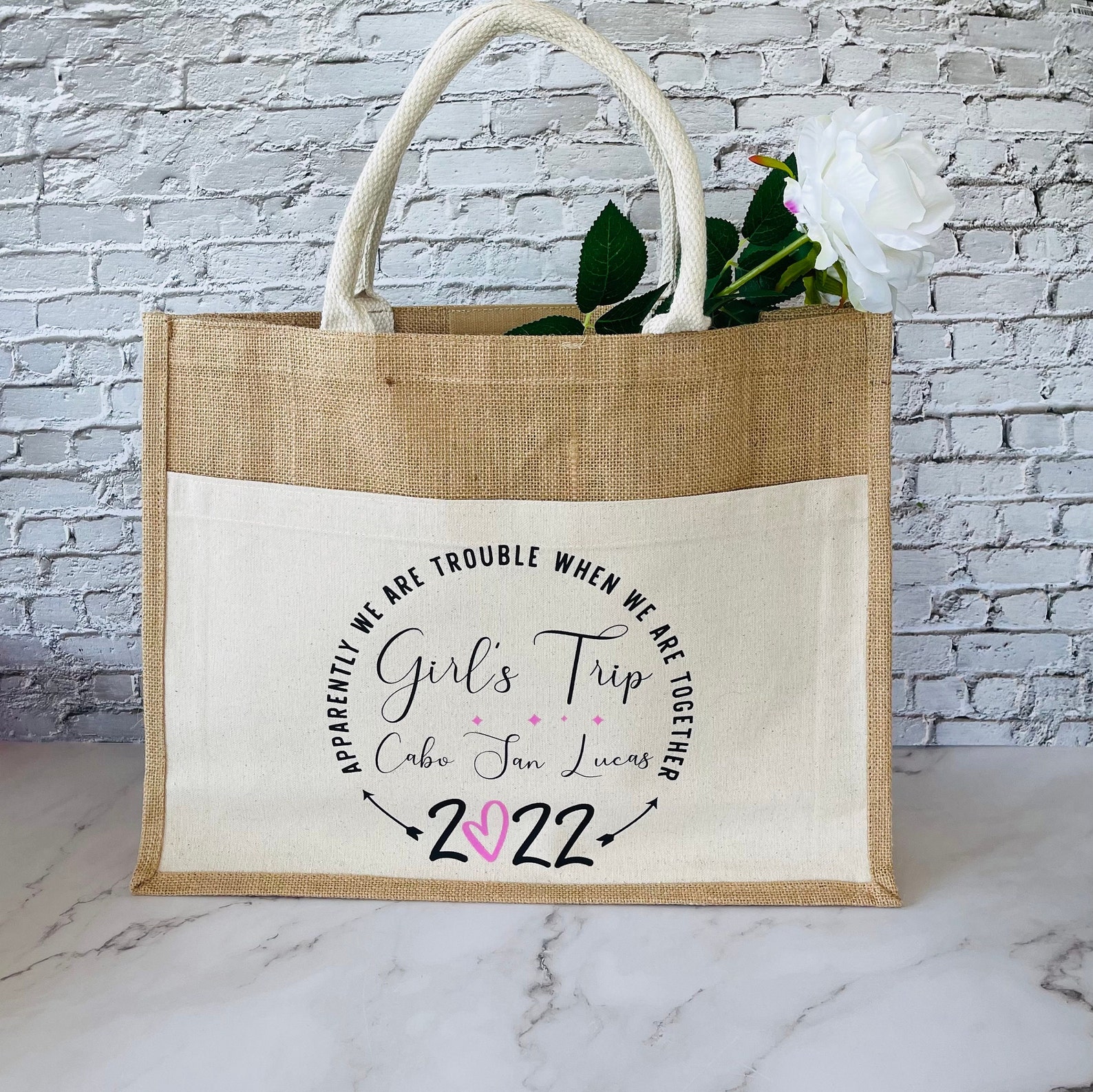 Girls Weekend Tote Custom Beach Tote Bag Jute Bag Girls - Etsy