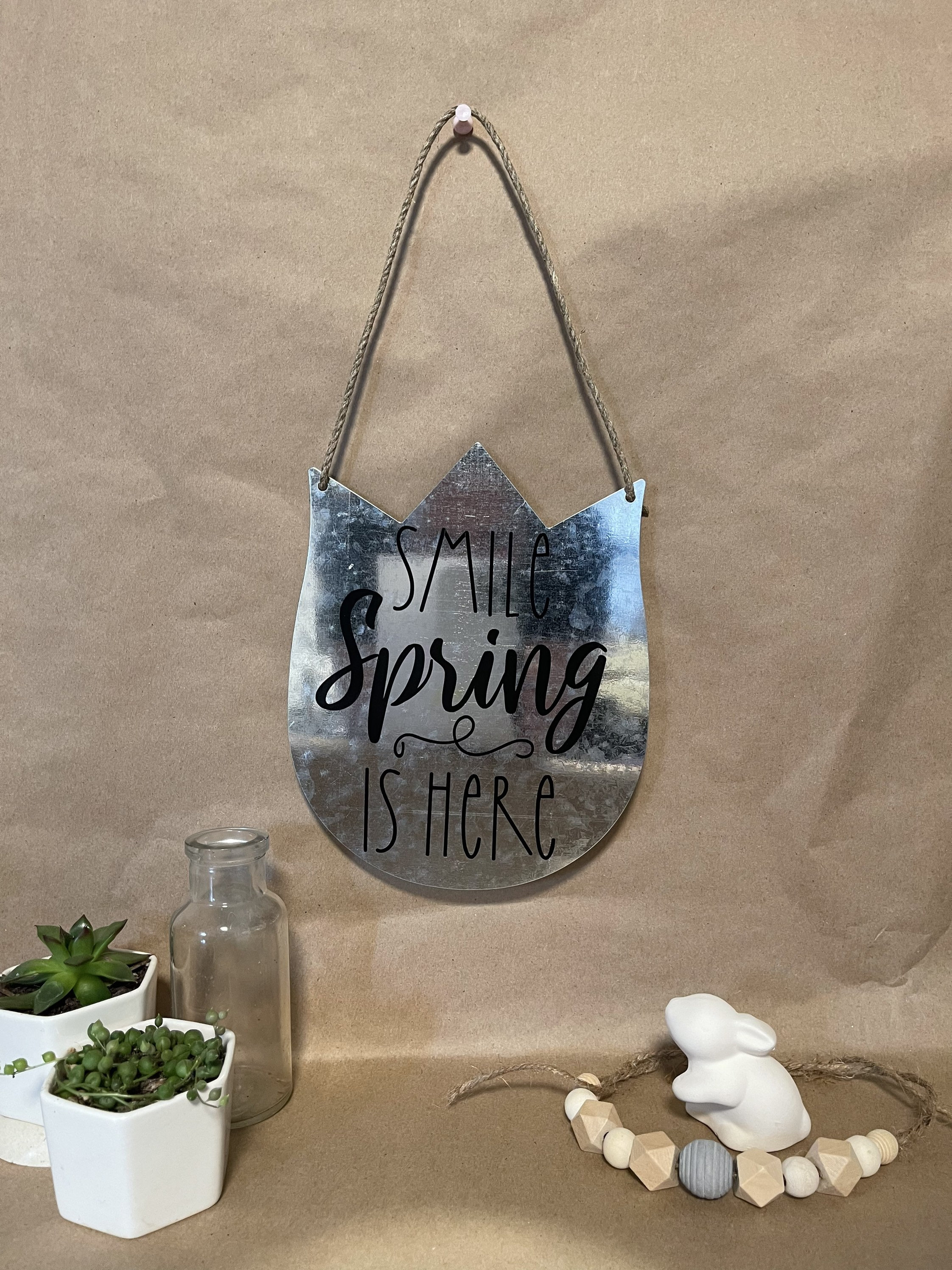 Smile Spring is Here Galvanized Sign - Etsy