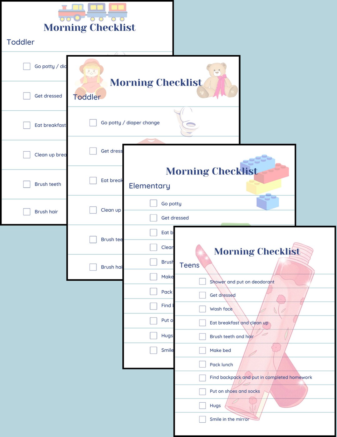 Morning Checklist for Kids - Etsy