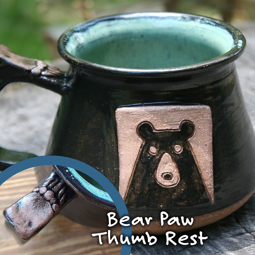 Black Bear Mug With Paw Handle 16oz Pottery - Etsy