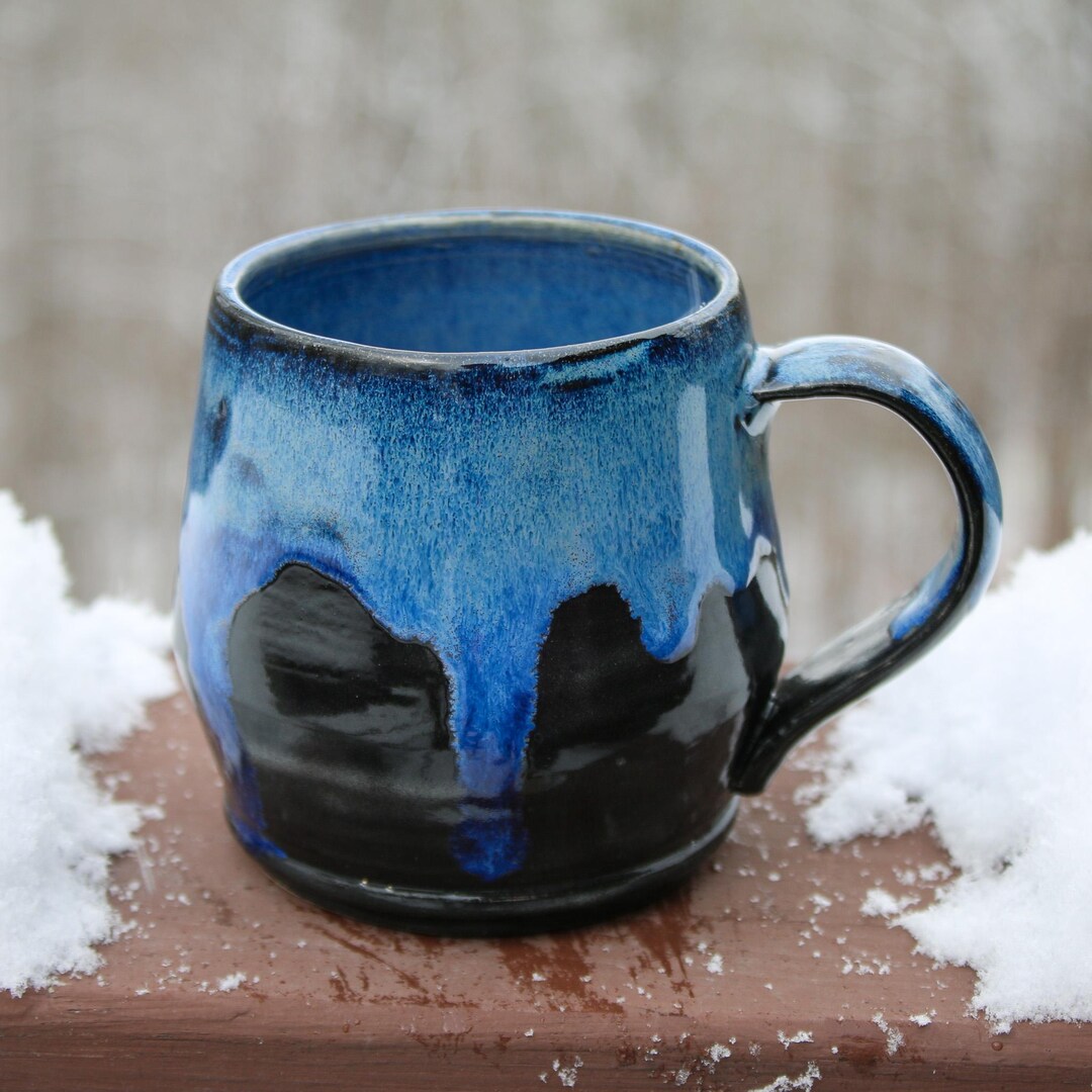 Midnight Drip - 10oz Wheel Thrown Pottery - Etsy