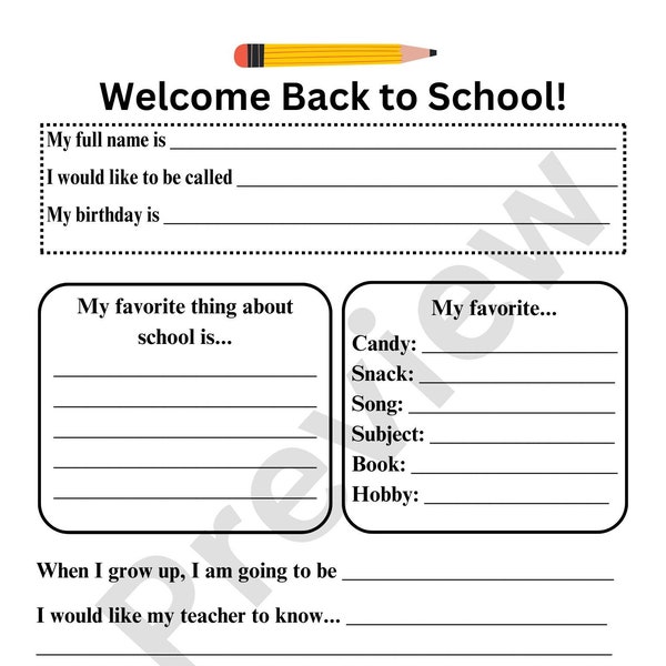 Get to Know Your Student Worksheet - Etsy