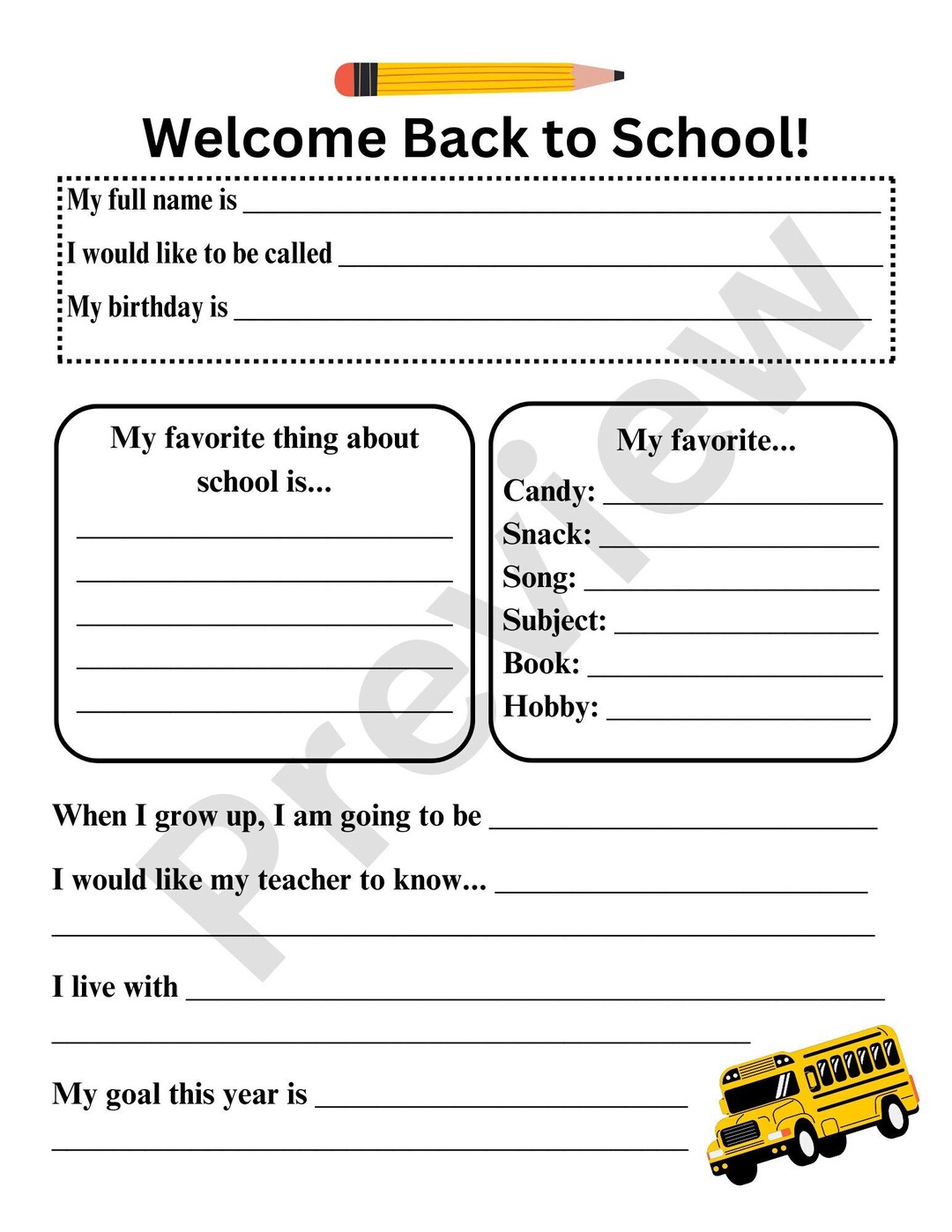 Back to School Student Survey | Bell Work for First Day of School | Get ...