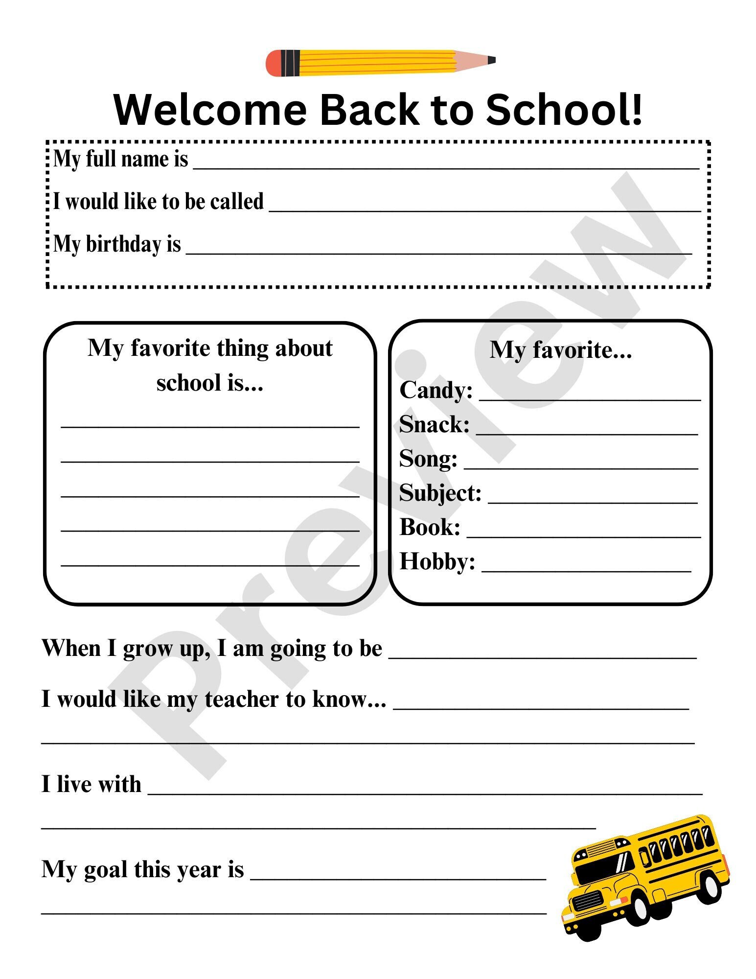 Back to School Student Survey | Bell Work for First Day of School | Get ...