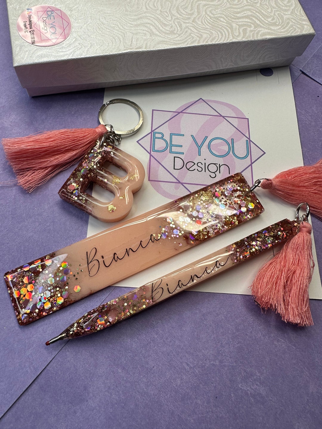 Keychain, Pen and Bookmark Set Made With Resin | Details to Give Away ...