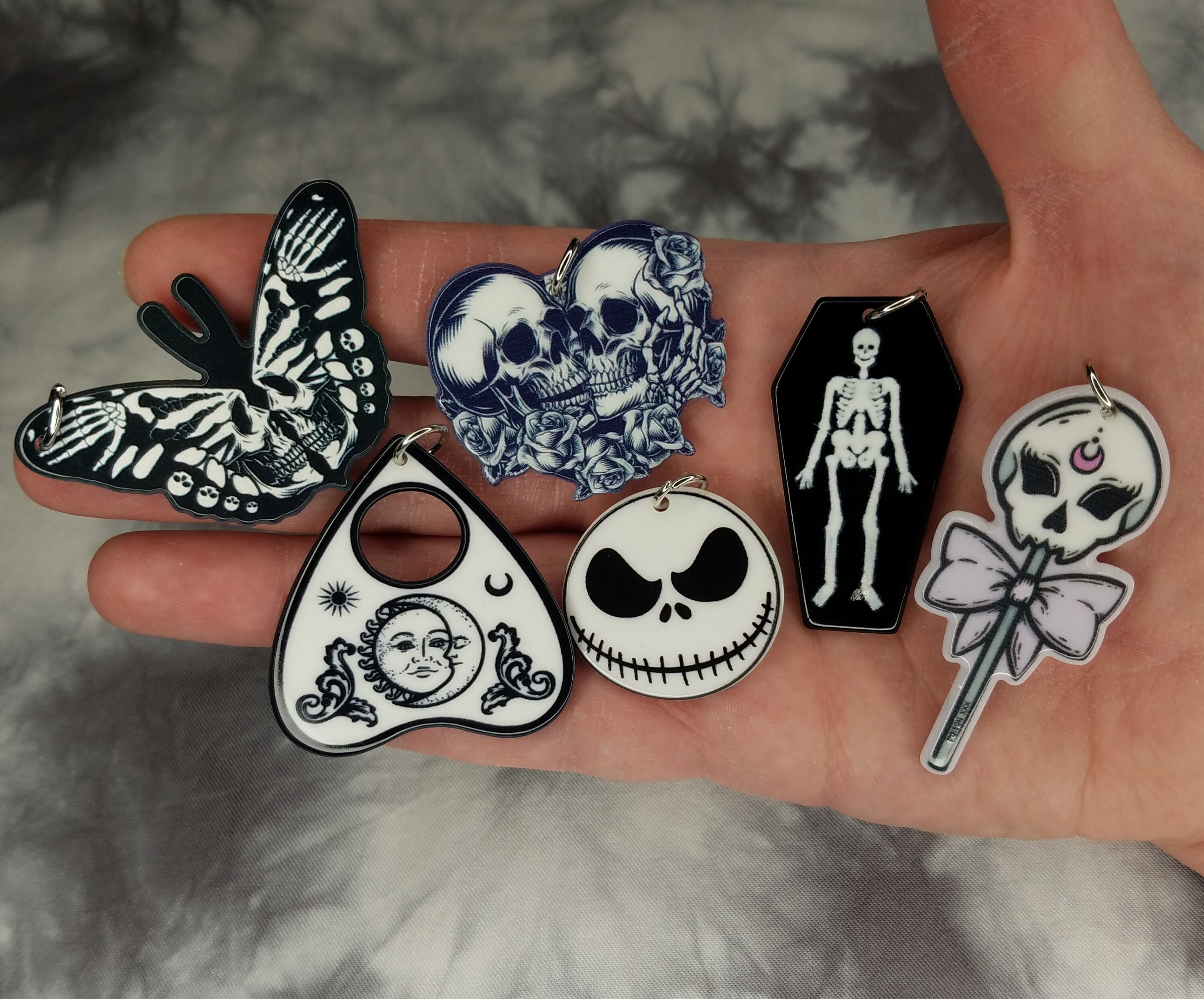 Skeleton Charms Goth Charms Black and White Skeleton Skull - Etsy