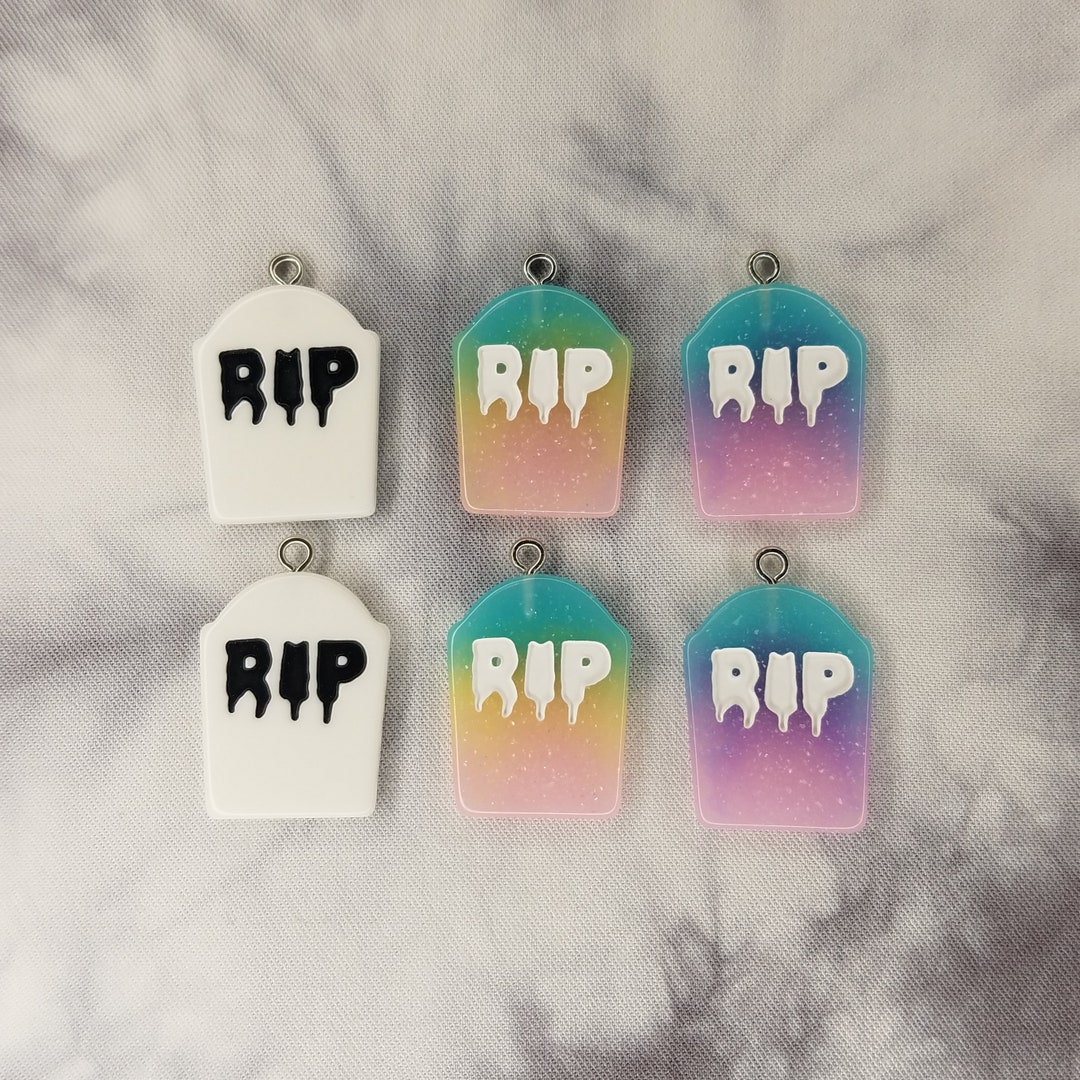 RIP Tombstone Charms - Gravestone Charms - Halloween Charms - Resin ...