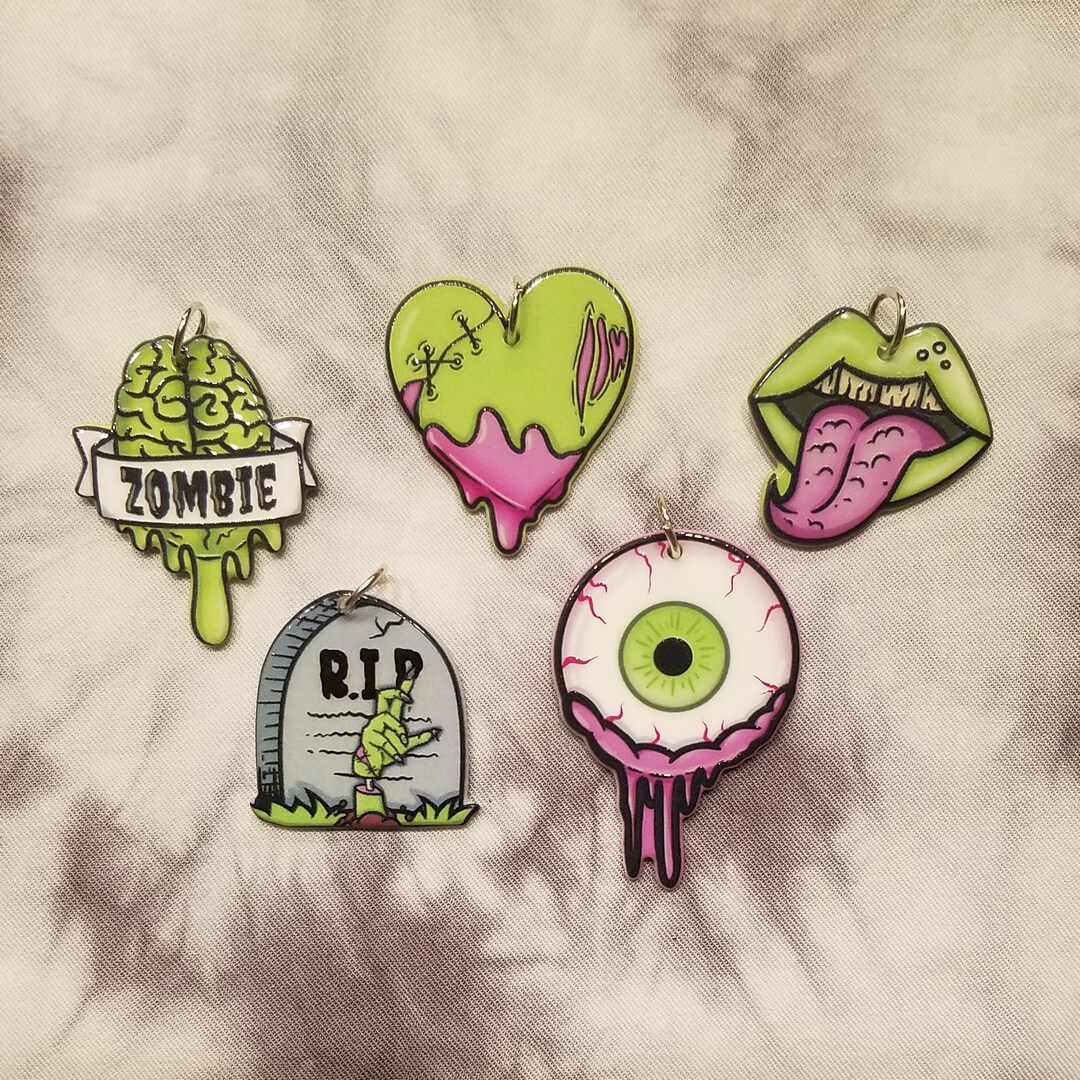 Zombie Charms - Halloween Charms - Zombie Brain - Zombie Heart - Zombie ...