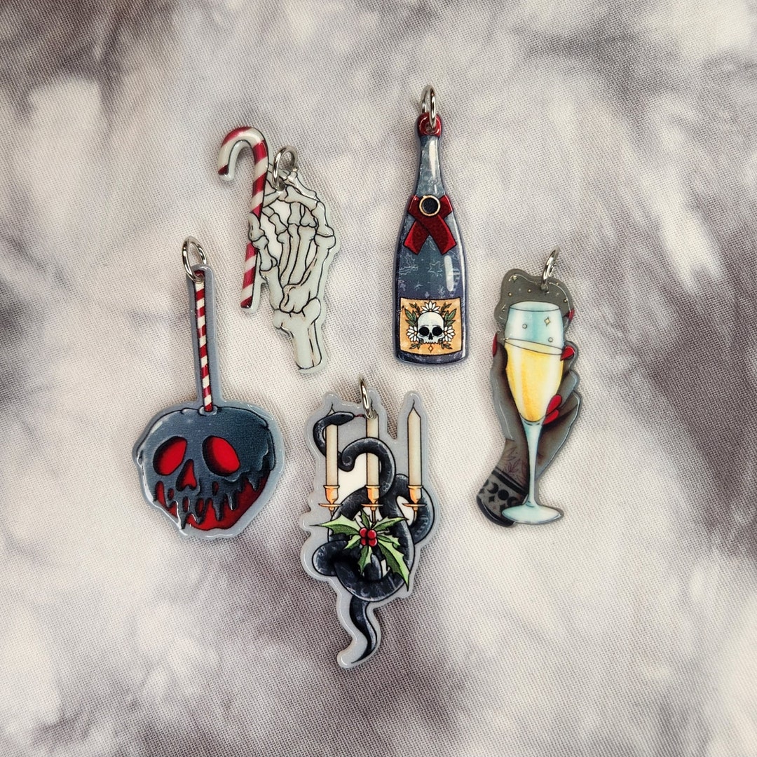 Christmas & New Year Charms - Gothic Style Acrylic Charms - Festive ...
