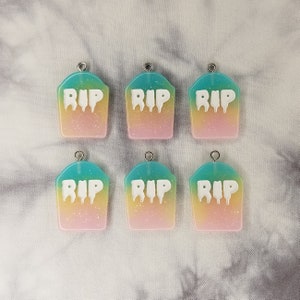 RIP Tombstone Charms - Gravestone Charms - Halloween Charms - Resin ...