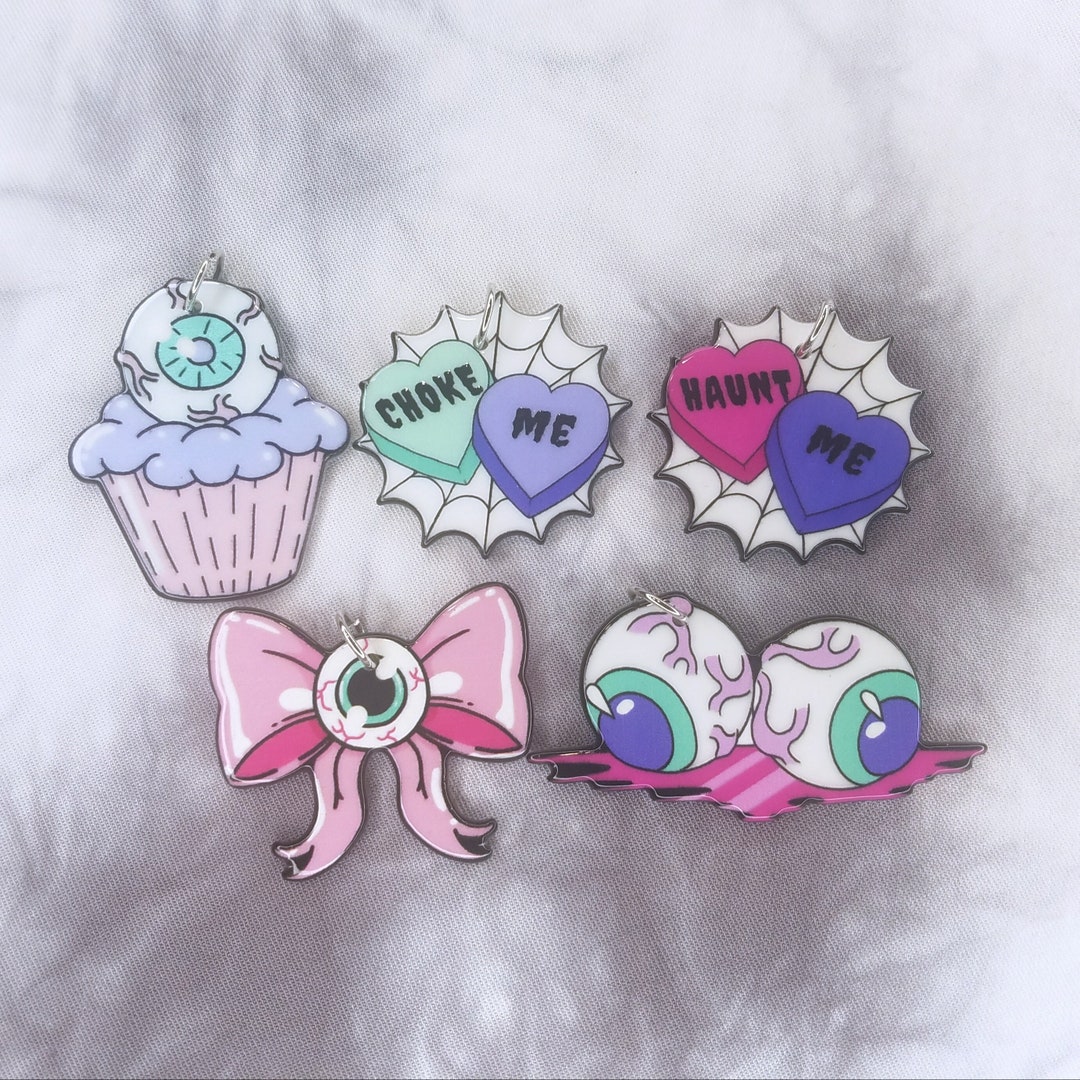 Pastel Goth Charms - Creepy Horror Charms - Eyeball Charms - Horror ...