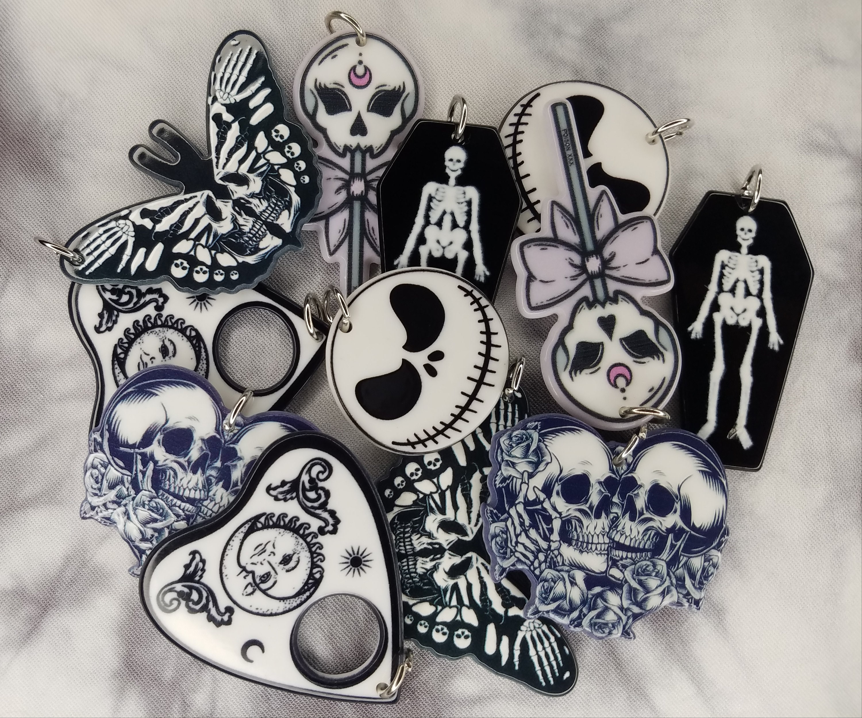 Skeleton Charms Goth Charms Black and White Skeleton Skull - Etsy