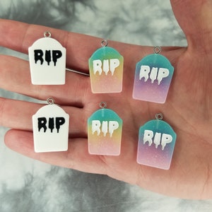 RIP Tombstone Charms - Gravestone Charms - Halloween Charms - Resin ...