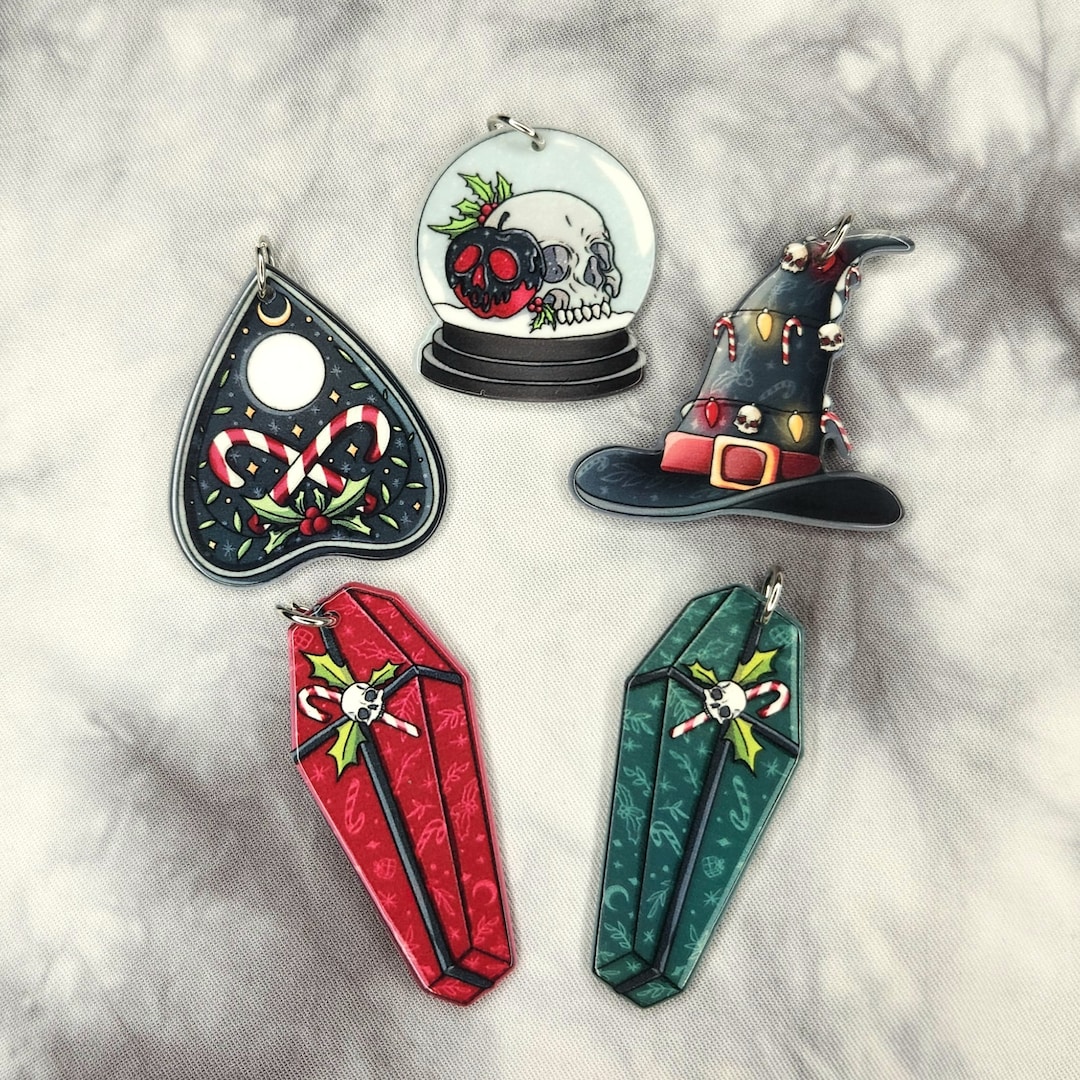 Gothic Christmas Charms - Witchy Acrylic Charms - Festive Winter ...
