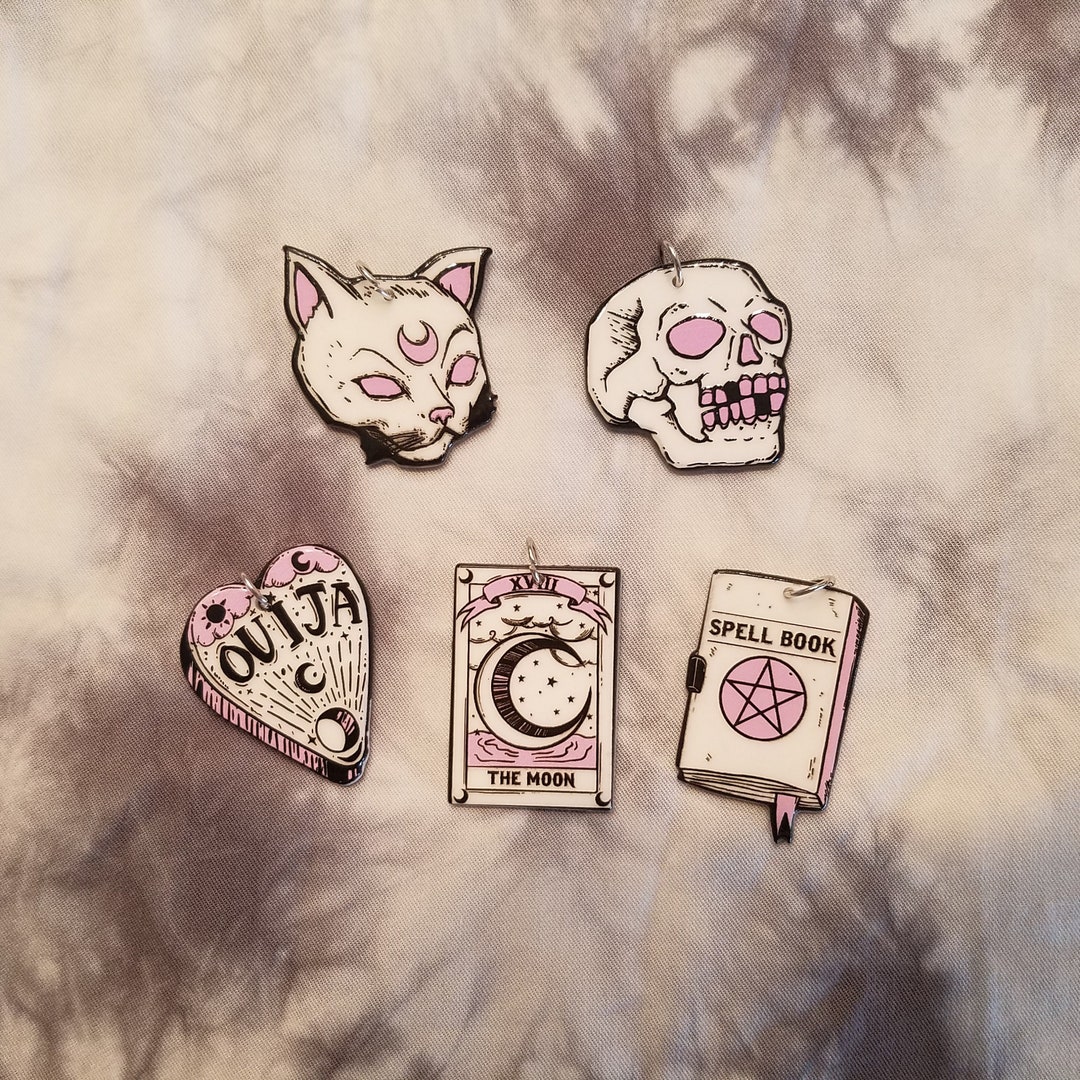 Pastel Goth Charms - Skull Charms - Cat Charms - Ouija Planchette ...