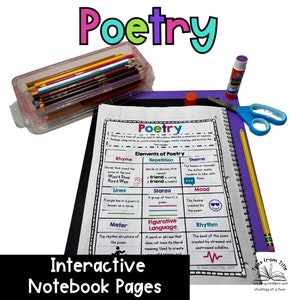 Elements of Poetry Interactive Notebook Pages - Etsy