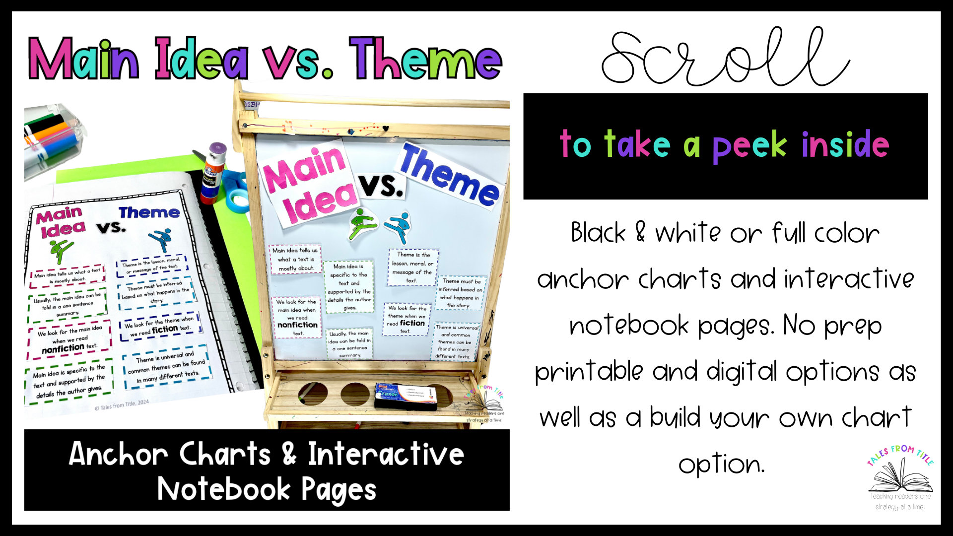 Main Idea Versus Theme Anchor Charts & Interactive Notebook Pages - Etsy