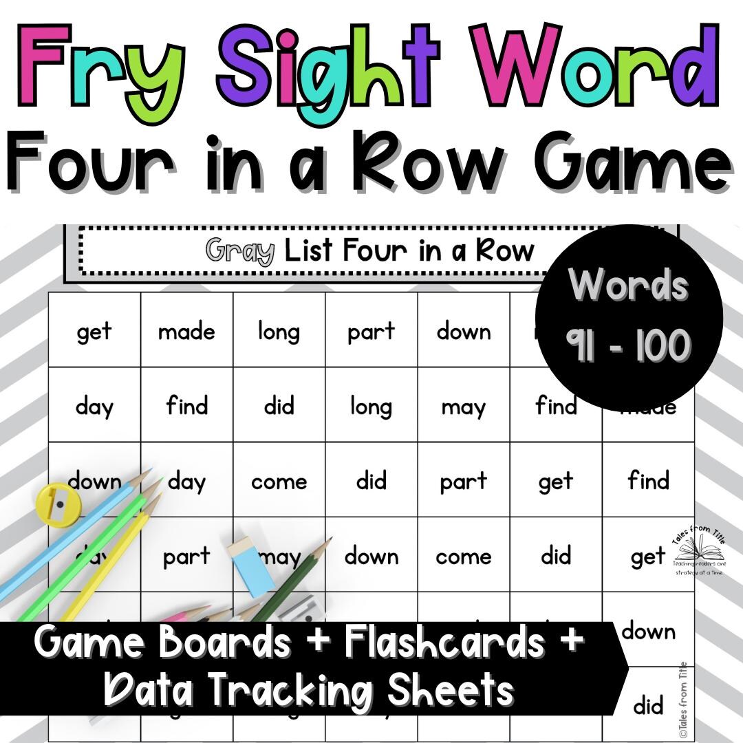 Fry Sight Words 91-100 Four in a Row Game | Printable & Editable Sight ...