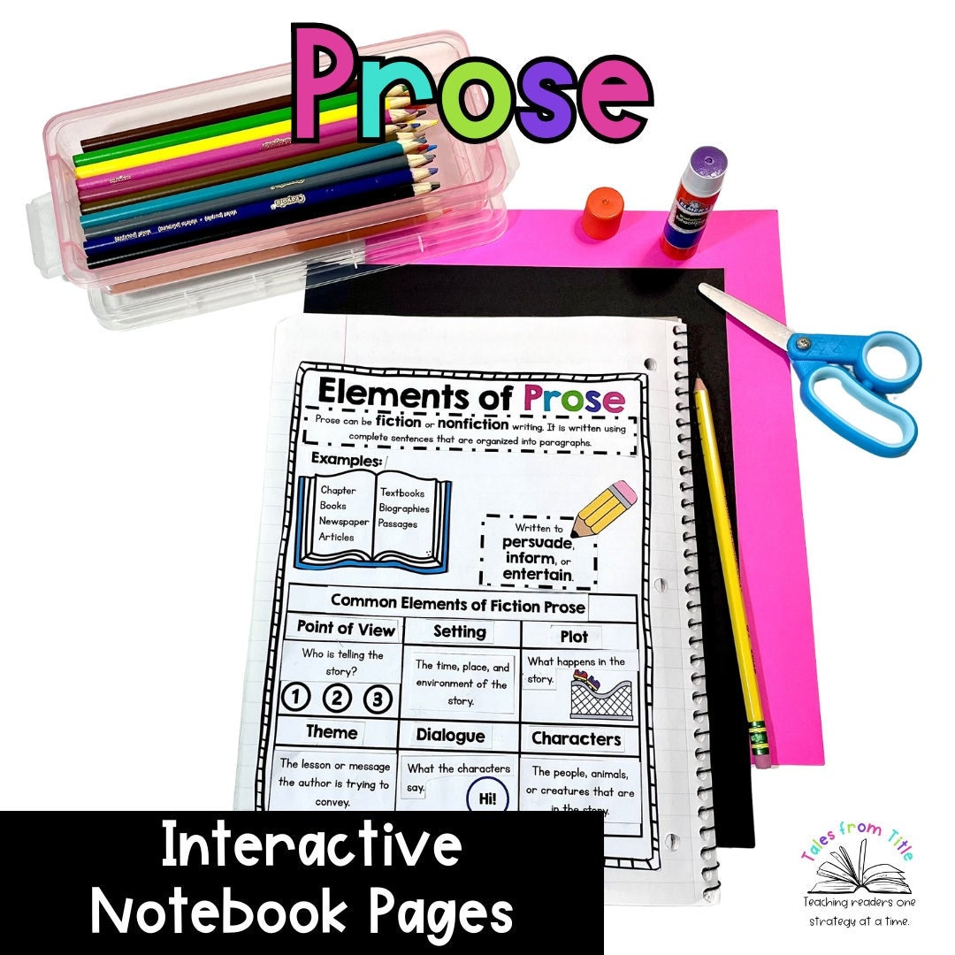 Elements of Prose Interactive Notebook Pages - Etsy