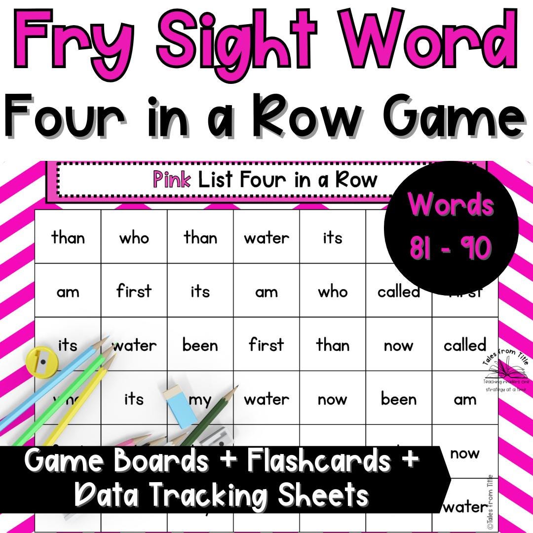 Fry Sight Words 81-90 Four in a Row Game | Printable & Editable Sight ...
