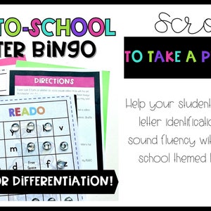 Letter Identification & Letter Sounds Bingo - Back-to-school Themed ...