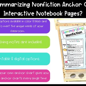 Summarizing Nonfiction Anchor Charts and Interactive Notebook Pages ...