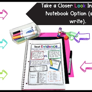 Using Text Evidence Anchor Charts & Interactive Notebook Pages - Etsy