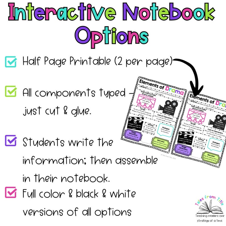 Elements of Drama Interactive Notebook Pages - Etsy