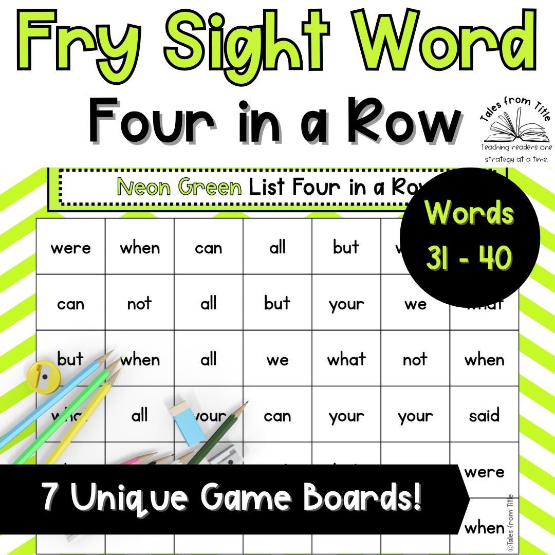 Fry's First 100 Sight Word Four in a Row Game: Words 31 - 40 ...