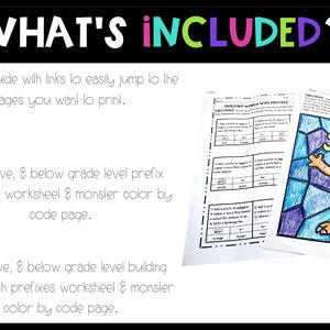 Differentiated Prefixes Color by Code Worksheets for Intermediate ...