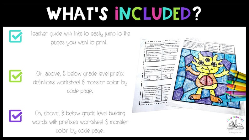 Differentiated Prefixes Color by Code Worksheets for Intermediate ...