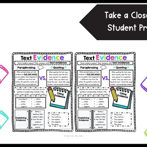 Using Text Evidence Anchor Charts & Interactive Notebook Pages - Etsy