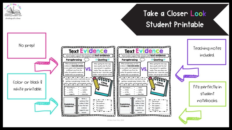 Using Text Evidence Anchor Charts & Interactive Notebook Pages - Etsy