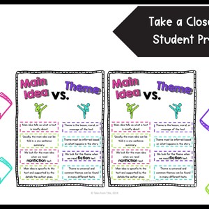 Main Idea Versus Theme Interactive Notebook Pages - Etsy