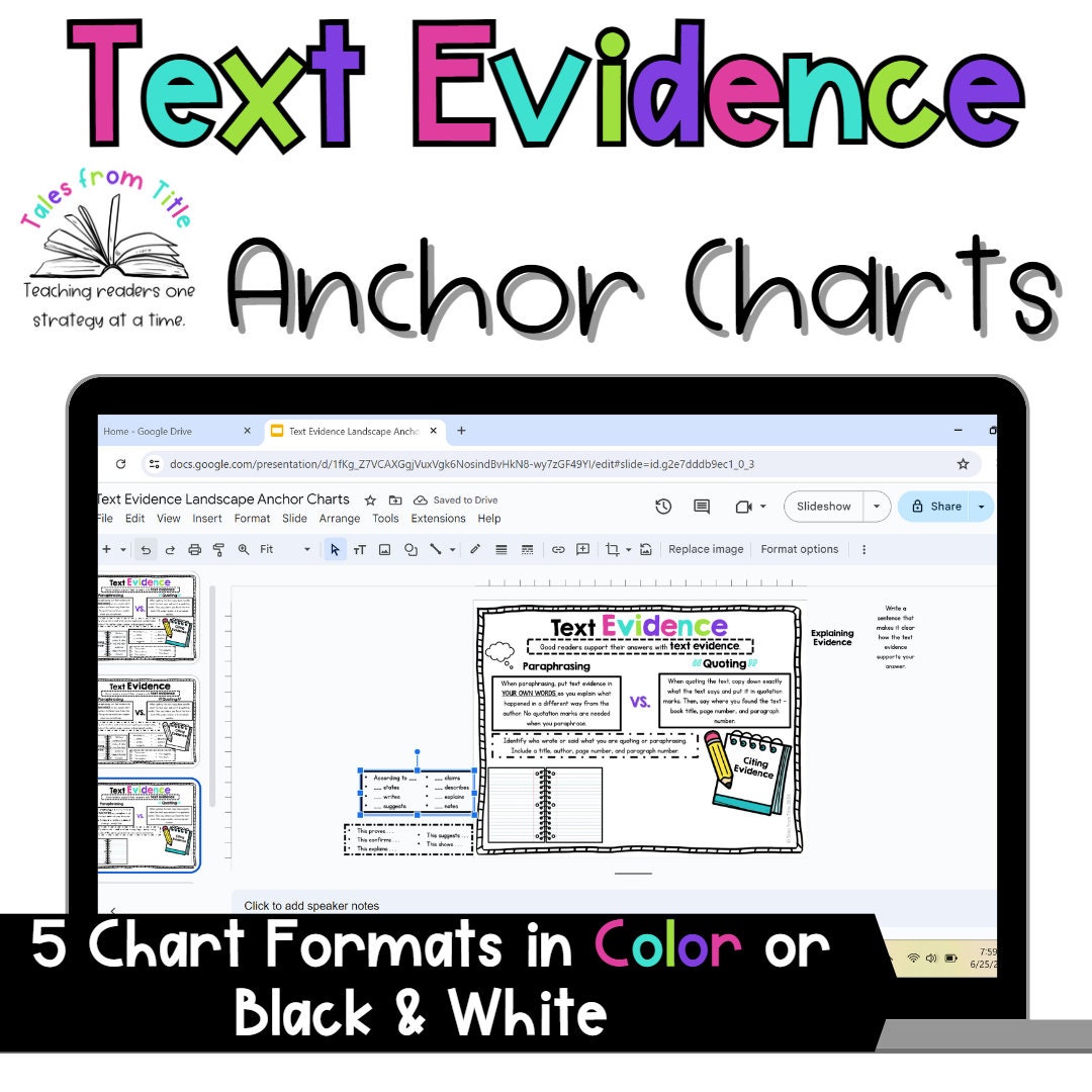 Using Text Evidence Anchor Charts & Interactive Notebook Pages - Etsy