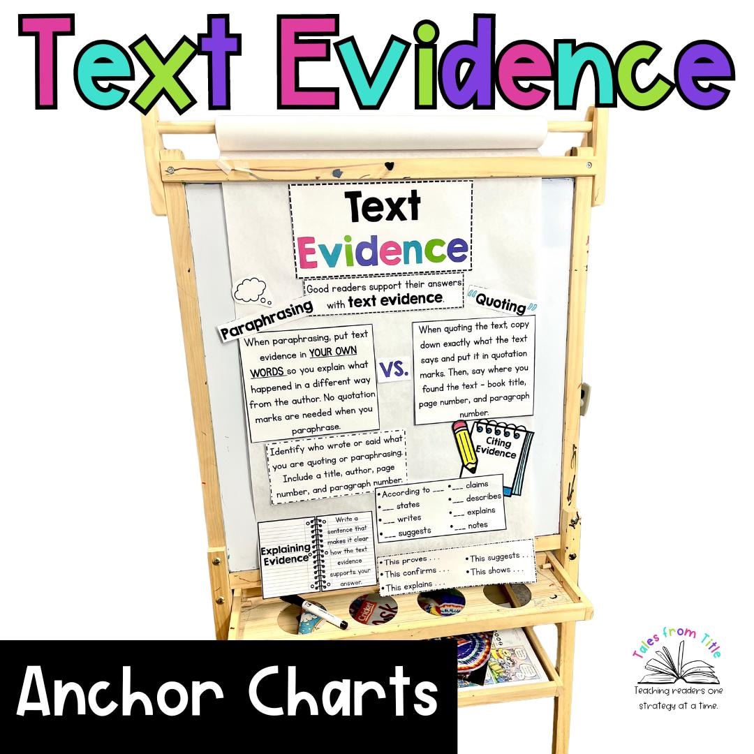 Text Evidence Anchor Charts | Reading Comprehension Posters and Student ...