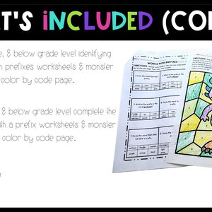 Differentiated Prefixes Color by Code Worksheets for Intermediate ...