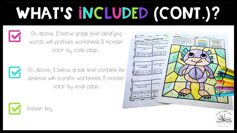 Differentiated Prefixes Color by Code Worksheets for Intermediate ...