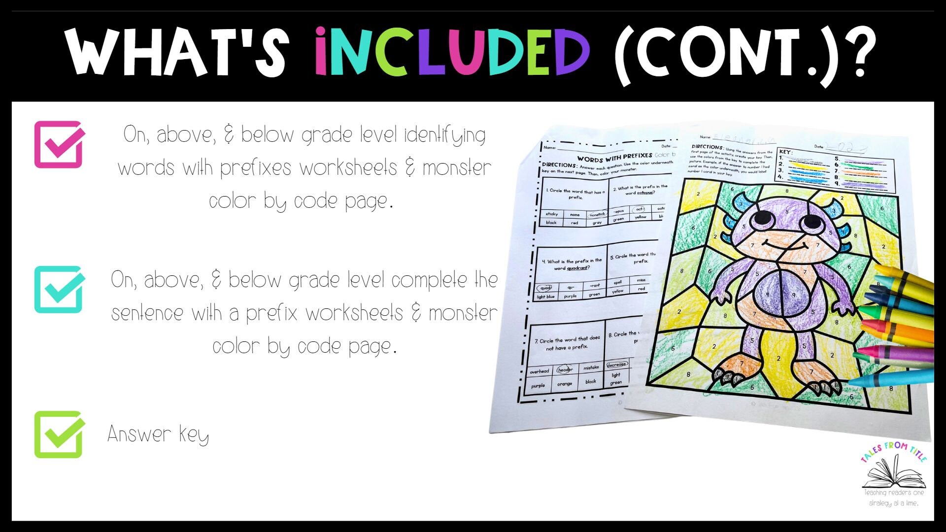 Differentiated Prefixes Color by Code Worksheets for Intermediate ...