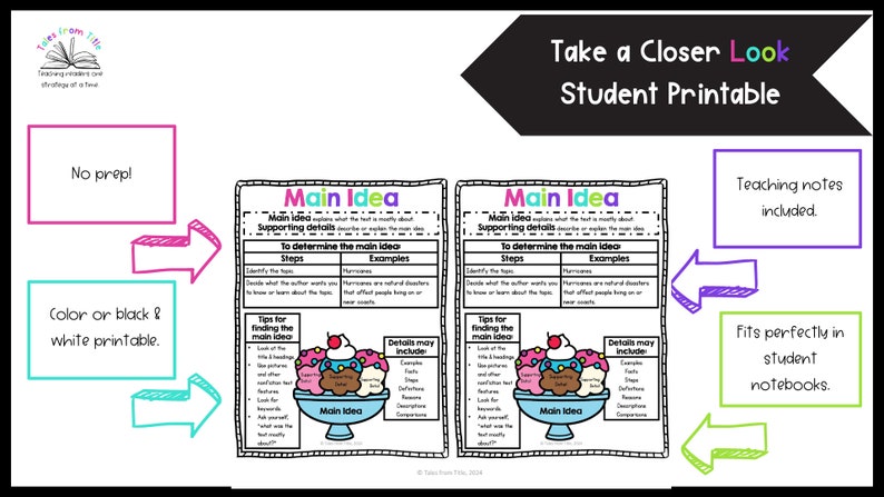 Main Idea Anchor Charts | Reading Comprehension Posters and Interactive ...