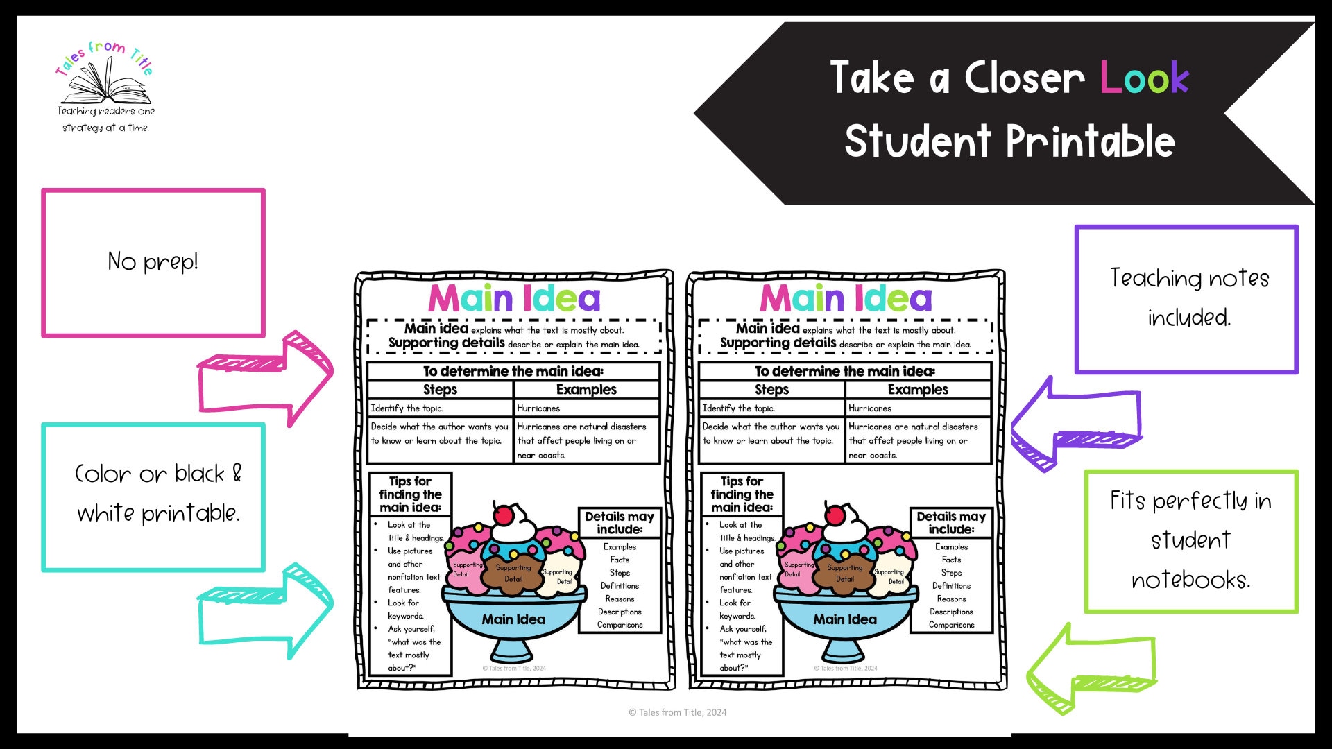 Main Idea Anchor Charts | Reading Comprehension Posters and Interactive ...