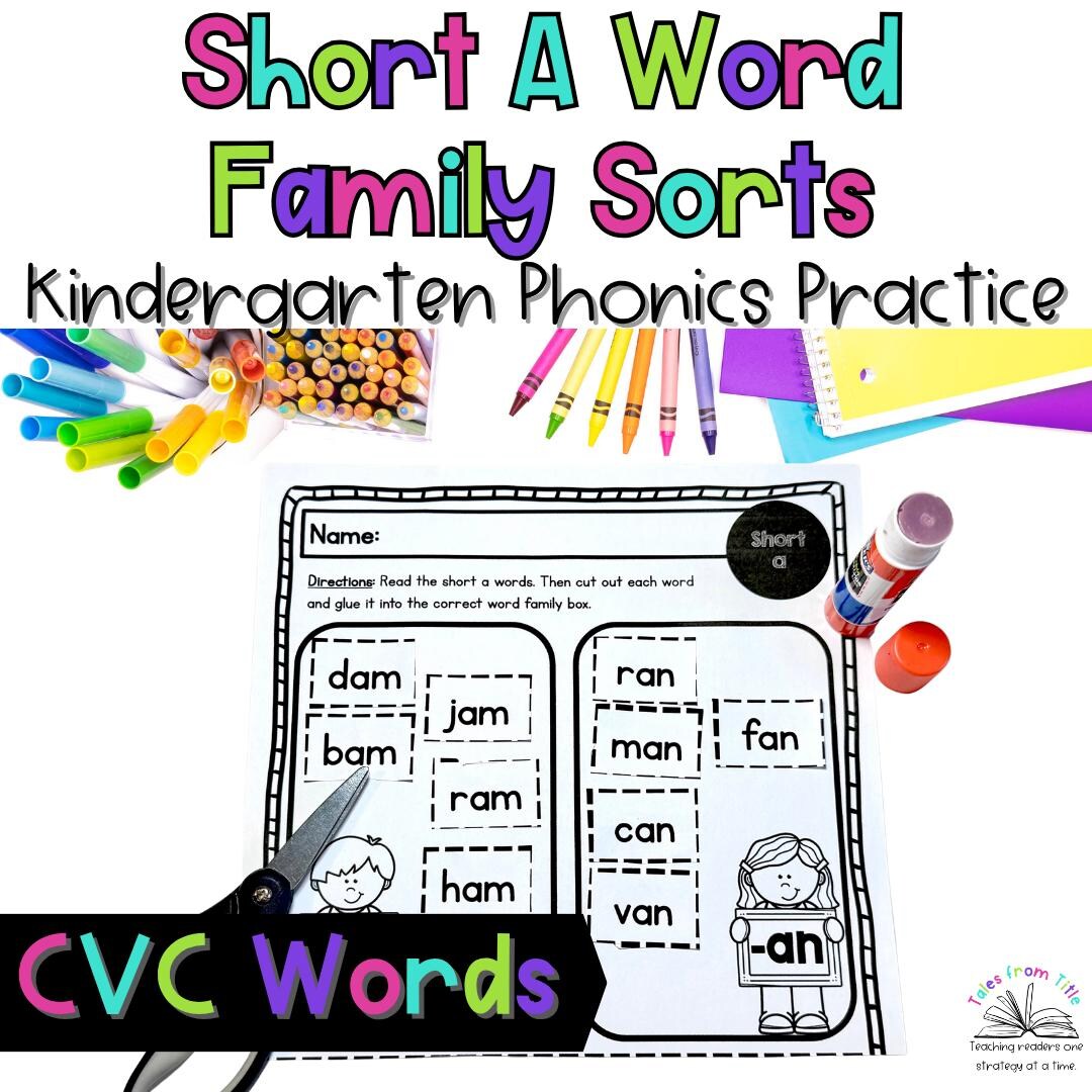 Short A Word Family Sorts Printable Worksheets | CVC Phonics Activity ...