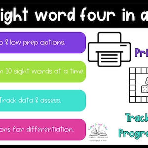 Fry Sight Words 11-20 Four in a Row Game | Printable & Editable Sight ...