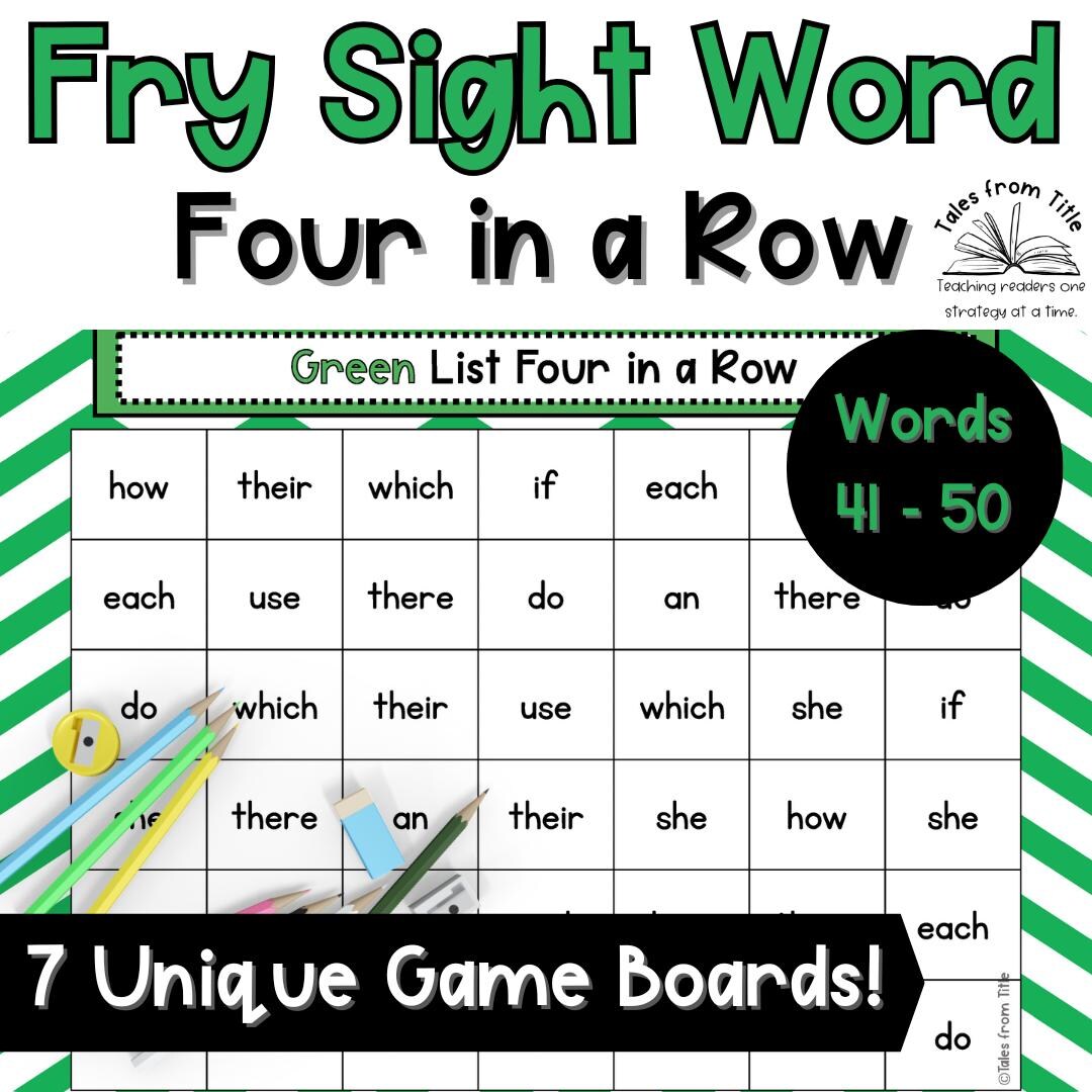 Fry's First 100 Sight Word Four in a Row Game: Words 41 - 50 ...
