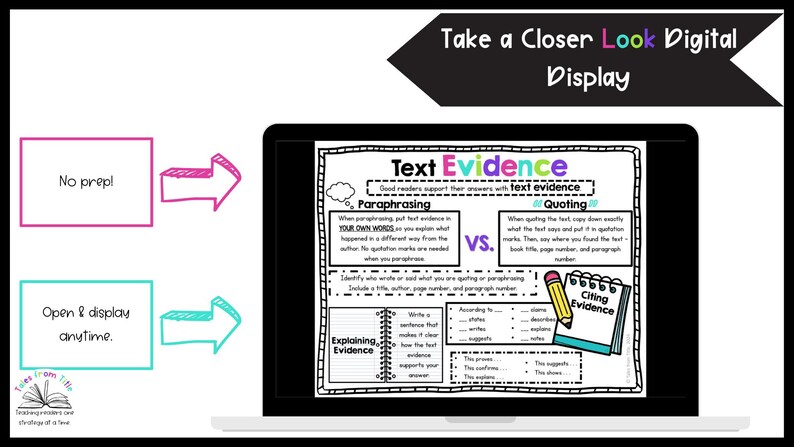 Text Evidence Anchor Charts and Interactive Notebook | Reading ...